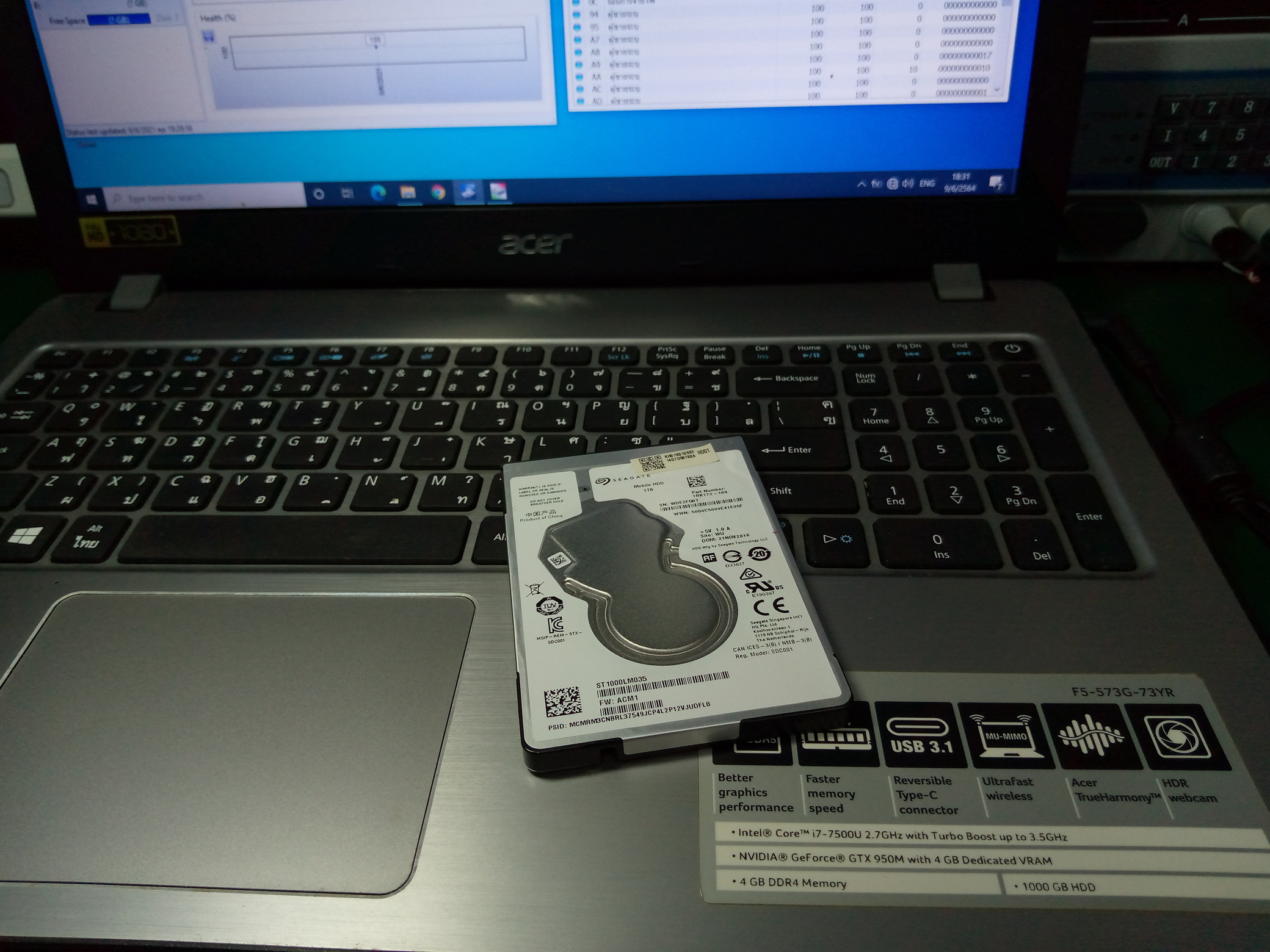 ACER F5-573G เปลี่ยน SSD - ศูนย์ซ่อมโน๊ตบุ๊คหล่มสัก